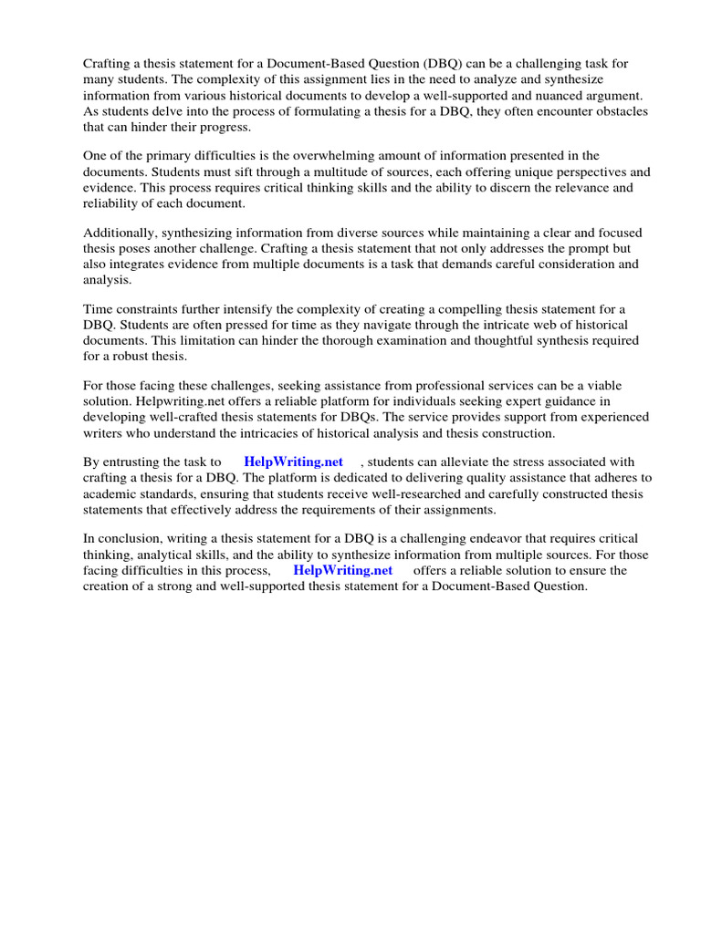 How To Make A Thesis Statement For DBQ | PDF | Essays | Thesis