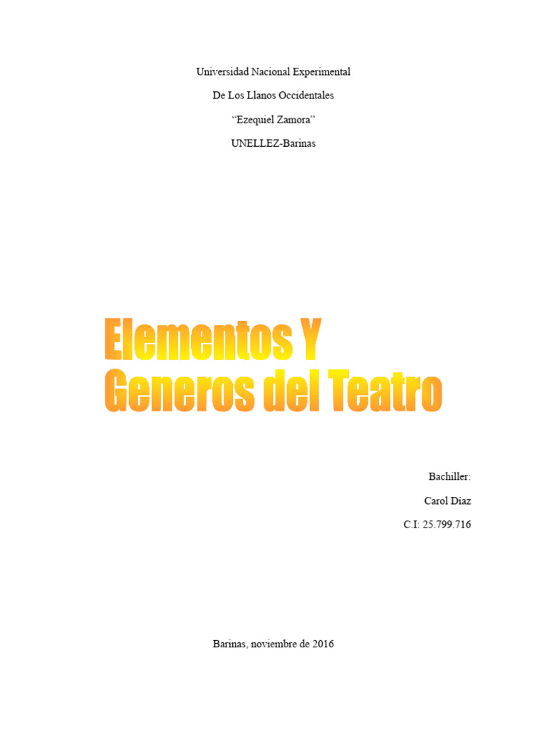 Elementos y Generos Del Teatro | PDF | Teatro | Las artes escénicas