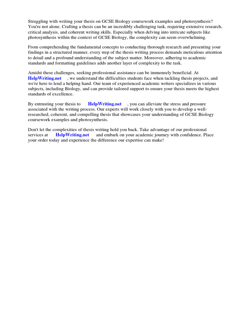 Gcse Biology Coursework Examples Photosynthesis | PDF | Photosynthesis ...