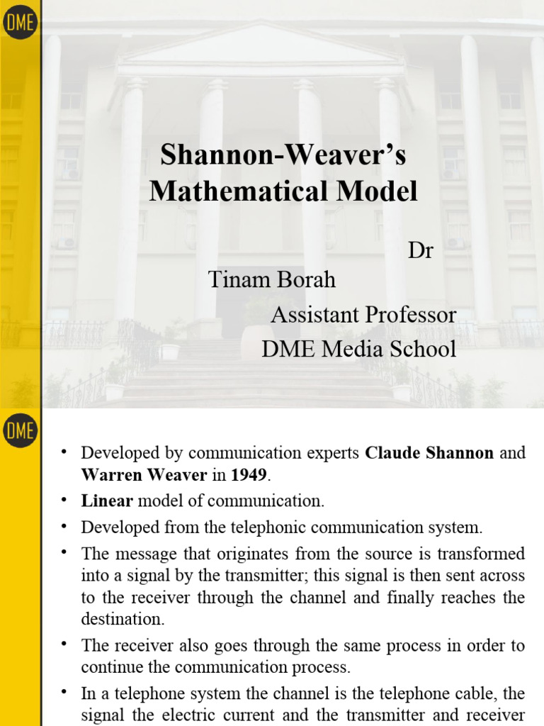 Shannon-Weaver's Mathematical Model | PDF