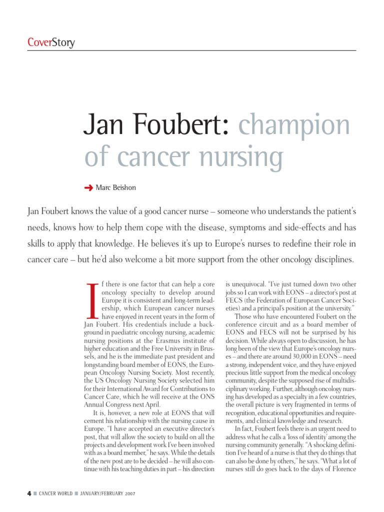 Jan Foubert: Champion of Cancer Nursing | PDF | Nursing | Oncology