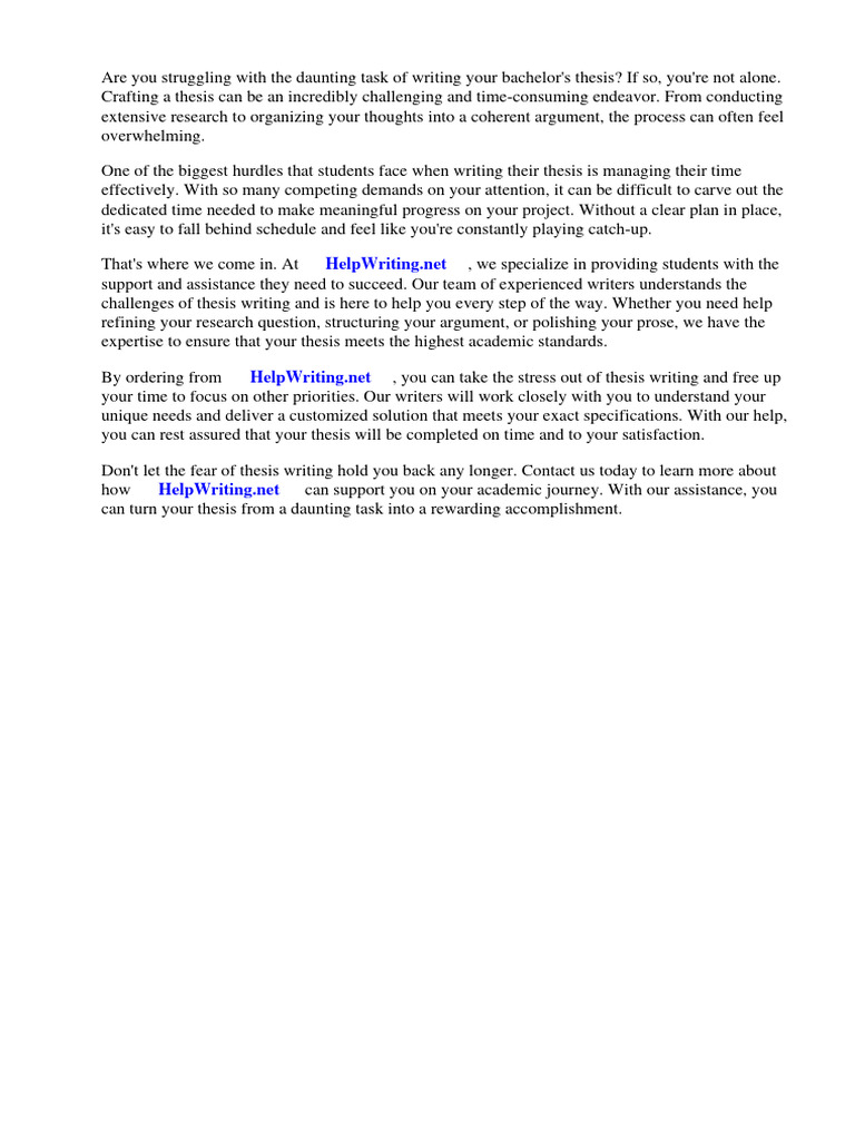 Time Schedule Bachelor Thesis | PDF