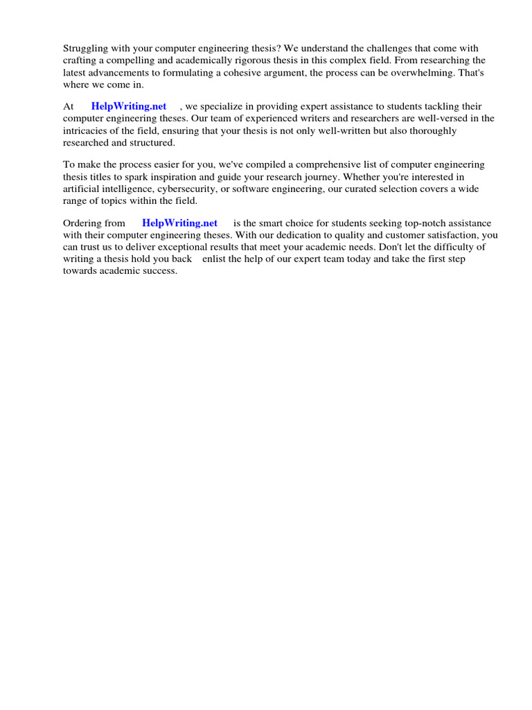 Computer Engineering Thesis Title List | PDF | Engineering | Thesis