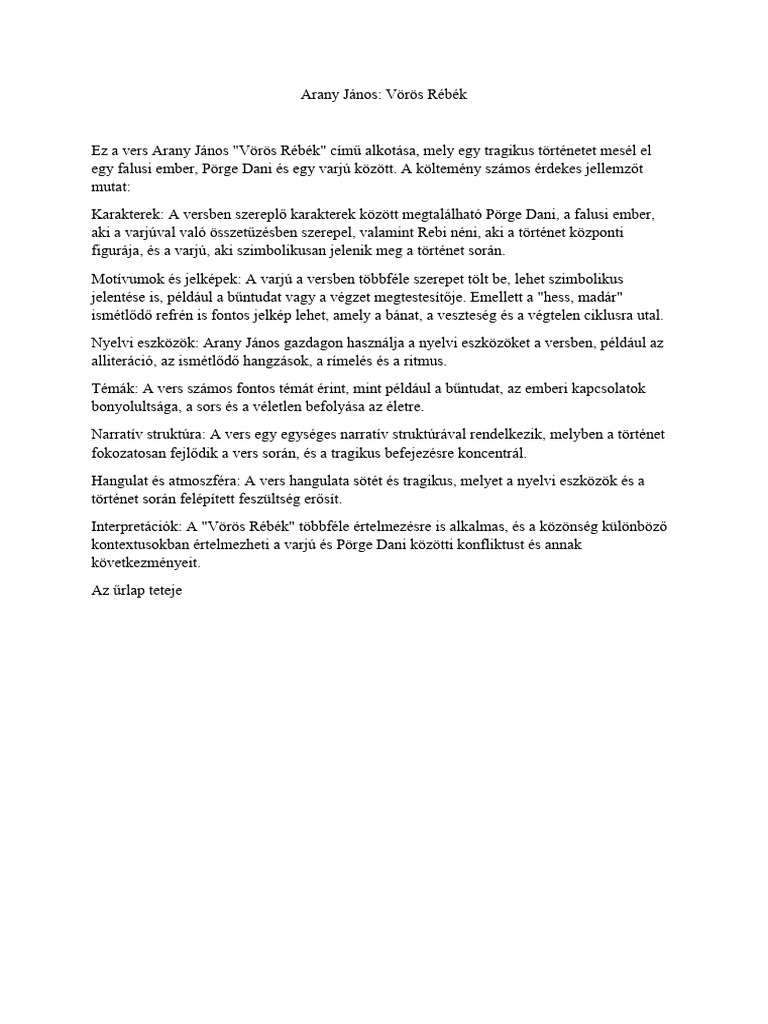 Vörös Rébék | PDF