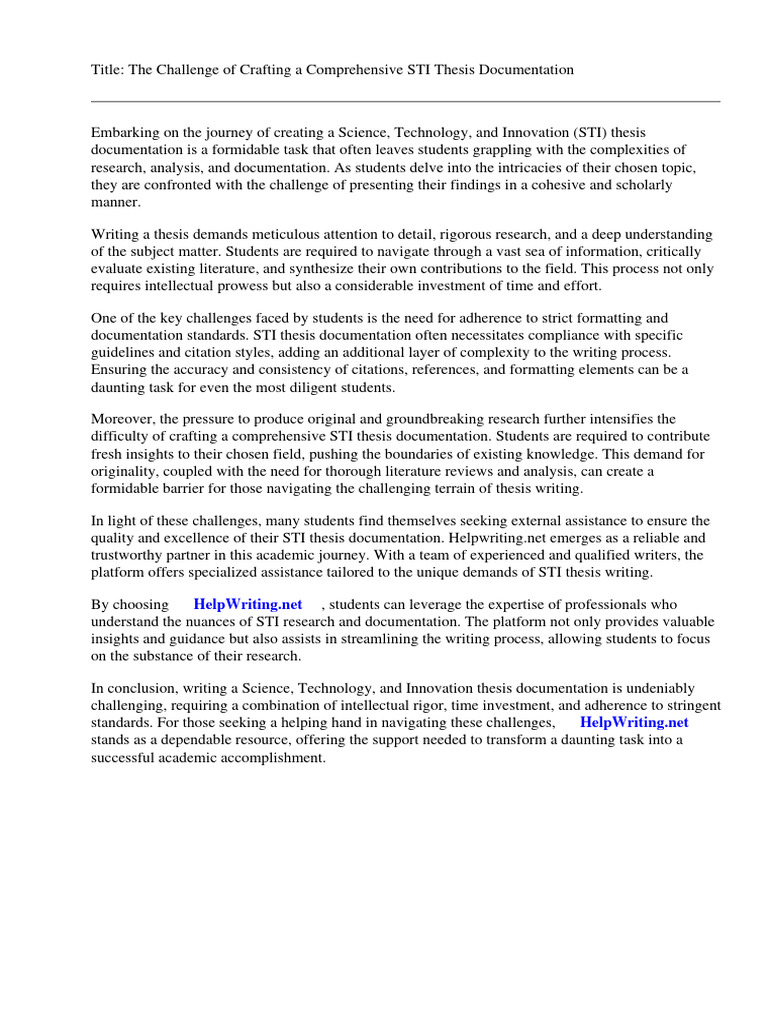 Sti Thesis Documentation | PDF Sti Thesis Documentation | PDF