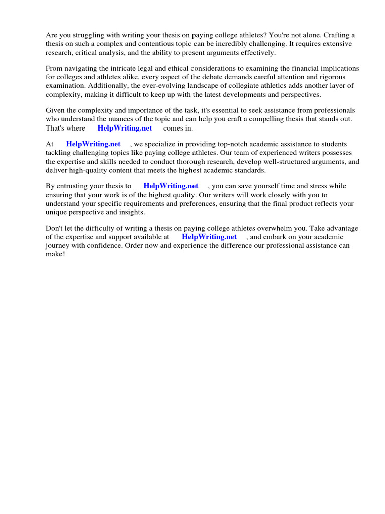Thesis On Paying College Athletes | PDF | National Collegiate Athletic ...