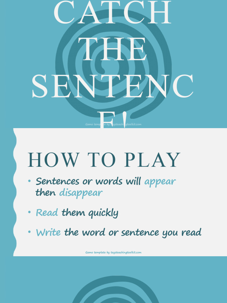 Catch the Sentence Game Guide | PDF