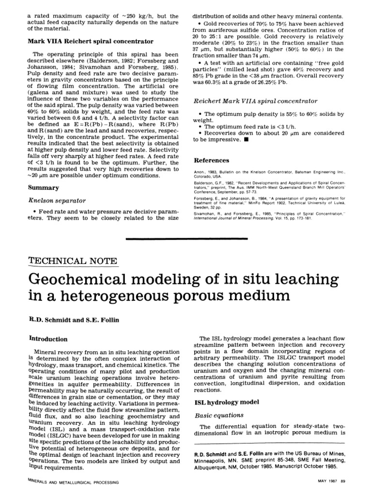 Geochemical Modeling of in Situ Leaching in A Heterogeneous Porous Medium | PDF | Differential ...