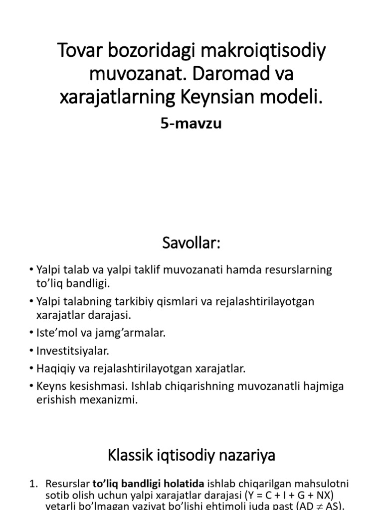5-Mavzu Bo'yicha Taqdimot | PDF