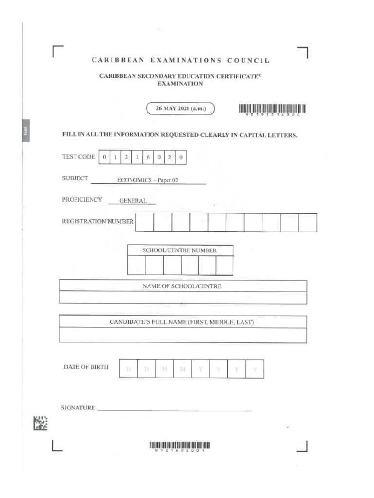CSEC Economics Jun 2021 P2 | PDF