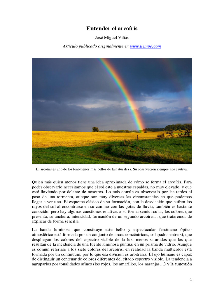 Entender El Arcoíris | PDF | Arco iris | Color