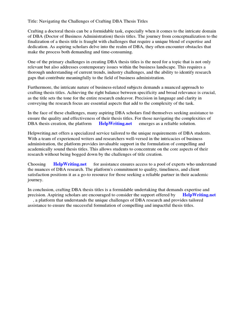 DBA Thesis Titles | PDF | Thesis | Data