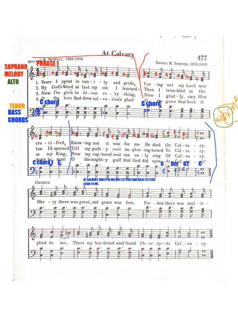 Music Notation: At Calvary Chords | PDF | Language Arts & Discipline