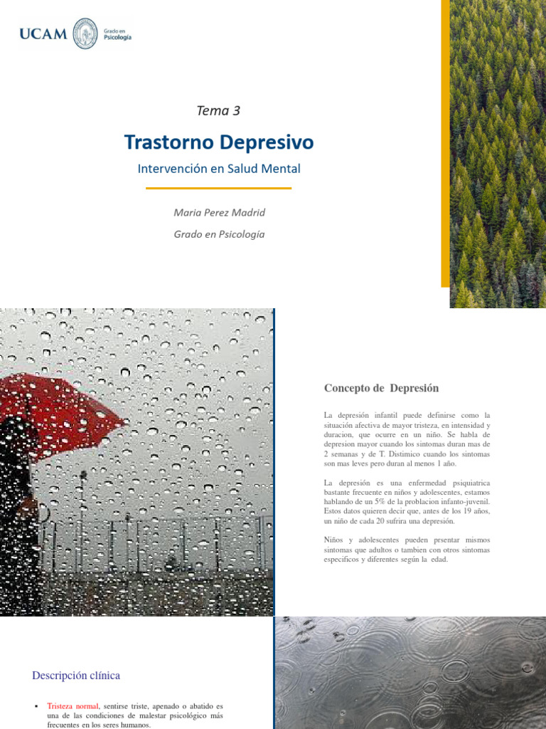 Tema 3. T. Depresivo en Infancia y Adolescencia | PDF | Trastorno depresivo mayor | Depresión ...