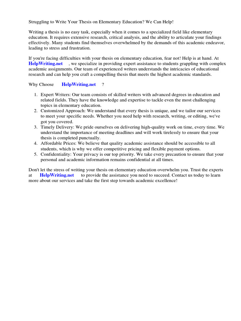 Thesis Title Sample for Elementary Education | PDF | Thesis | Learning