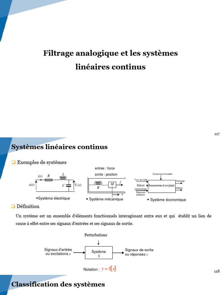 Filtrage analogique et systèmes LTI | PDF | Filtre (électronique ...
