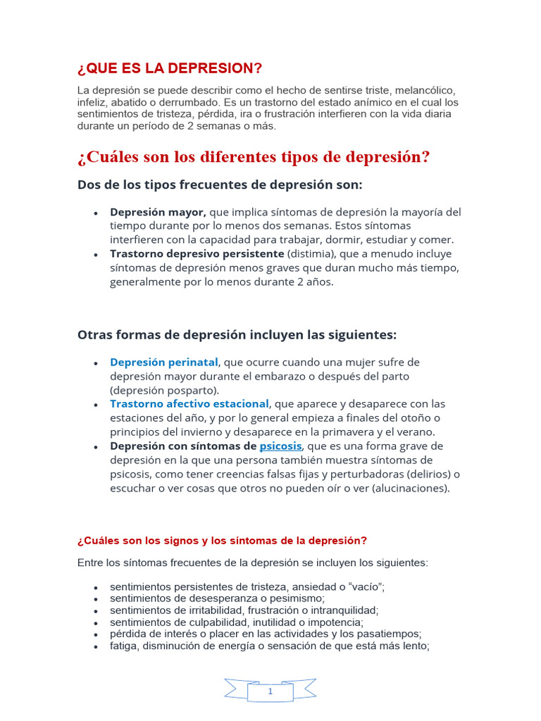 Que Es La Depresion | PDF | Trastorno depresivo mayor | Corteza prefrontal