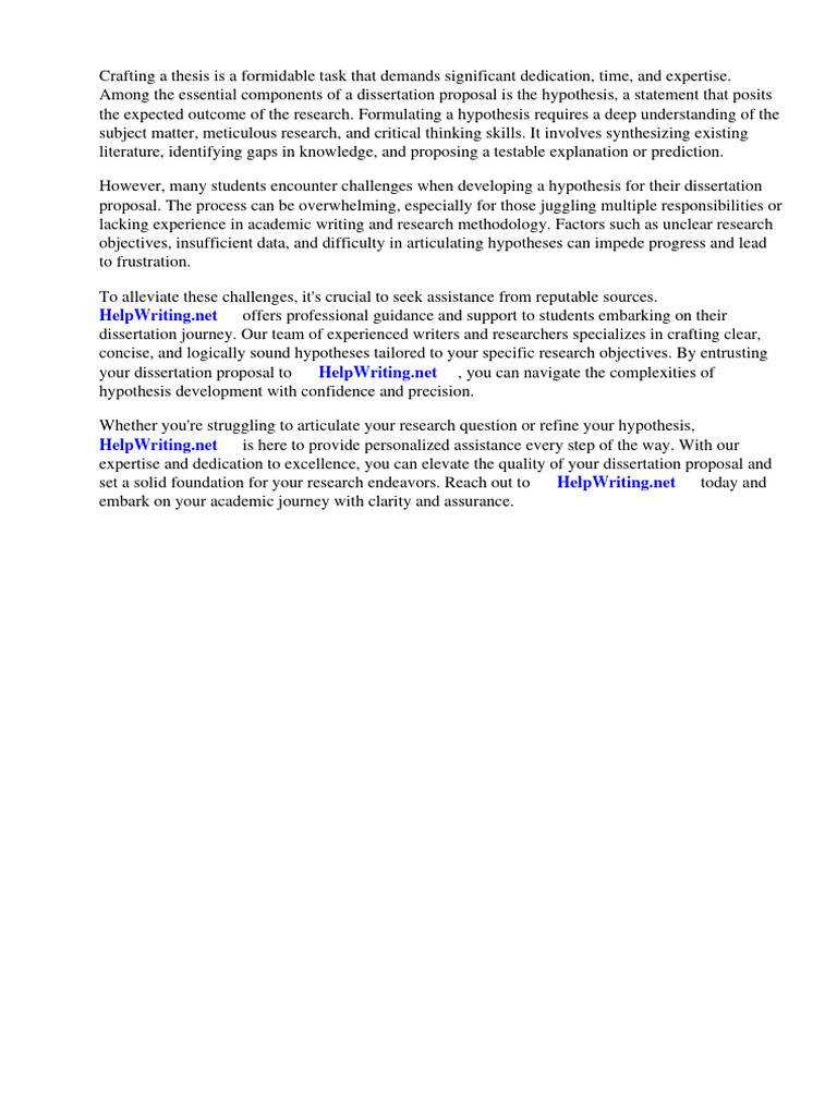What Is Hypothesis in Dissertation Proposal | PDF | Hypothesis ...