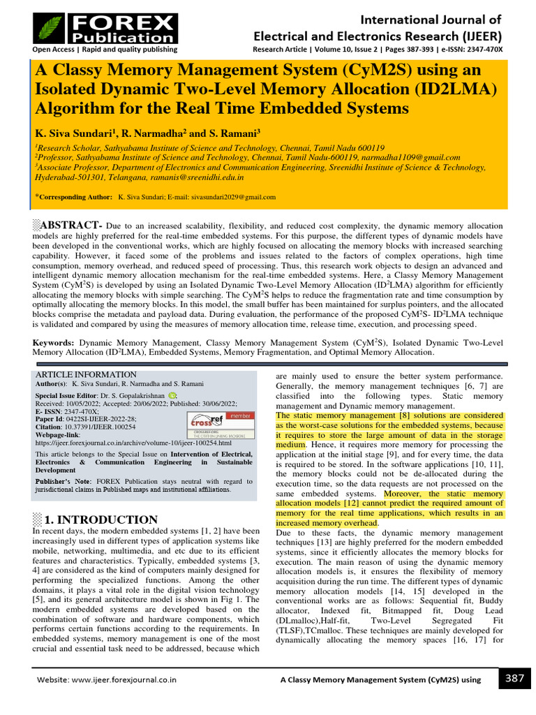A Classy Memory Management System CyM2S | PDF | Computers
