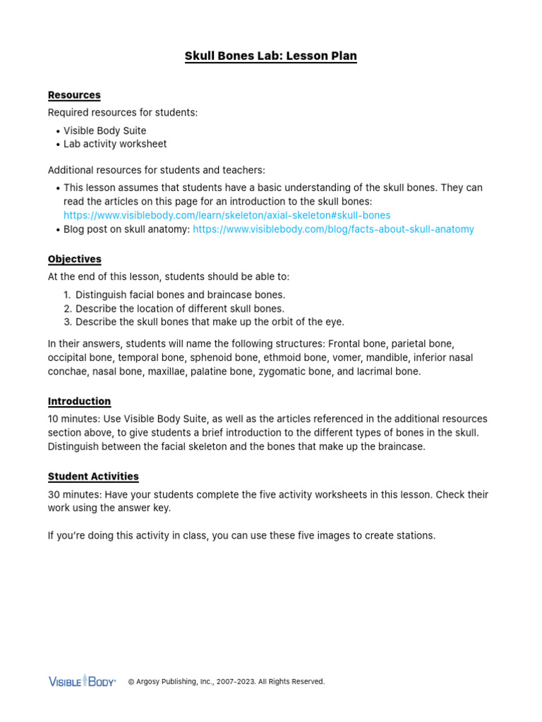 Skull Bones Lesson Plan | PDF | Language Arts & Discipline | Foreign ...