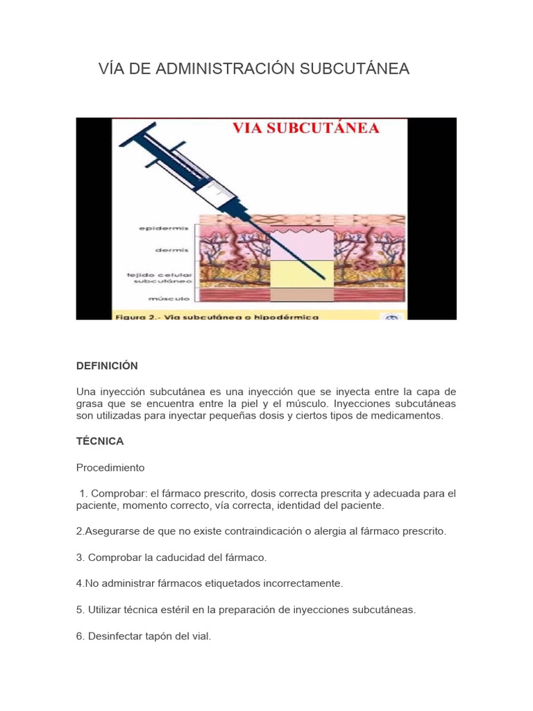 Via de Administración Subcutánea Mayani | PDF | Inyección (medicina ...