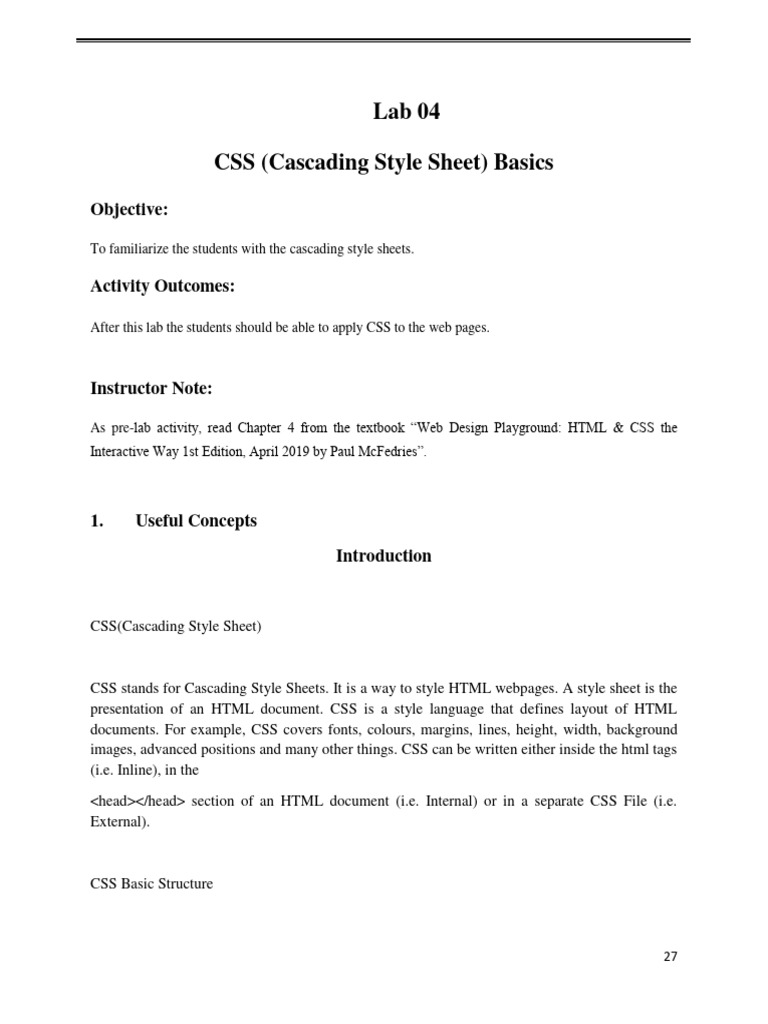 CSC336 Web Technologies LAB04 | PDF | Html | Html Element