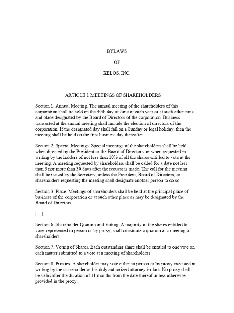 Text 2. Corporation Bylaws | PDF | Board Of Directors | Proxy Voting