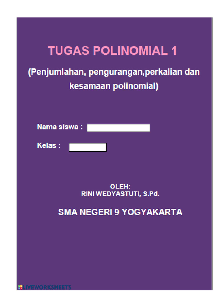 Tugas 1 Polinomial Live Worksheet | PDF