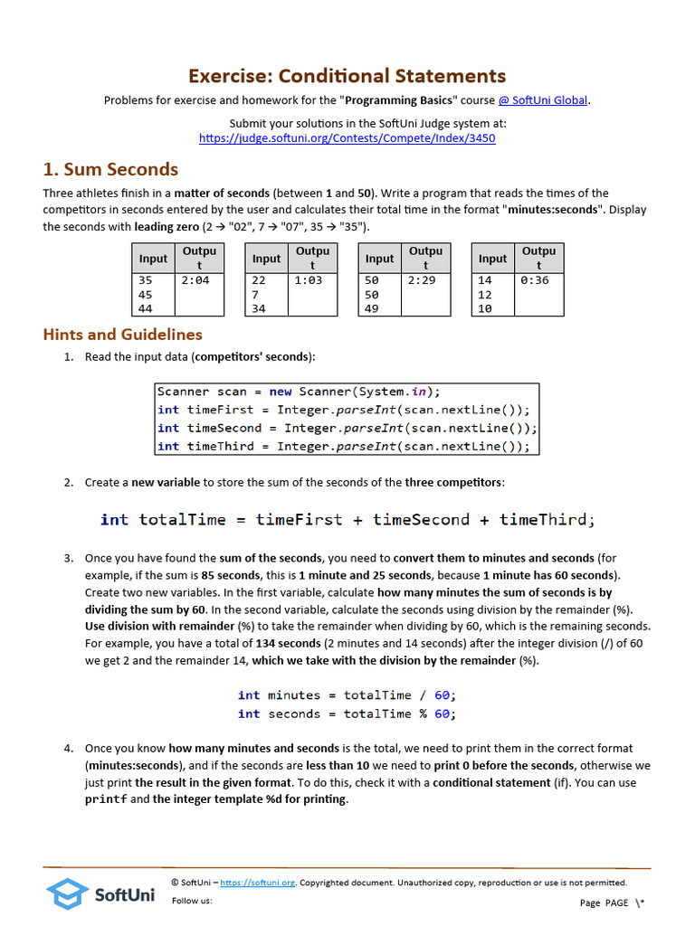 02.3 PB-Java-Conditional-Statements-Exercise | PDF | Central Processing ... 02.3 PB-Java-Conditional-Statements-Exercise | PDF | Central Processing ...