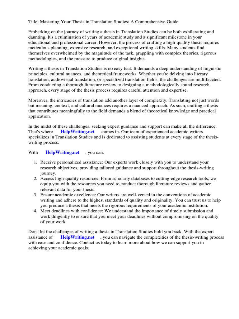 Thesis On Translation Studies PDF | PDF | Translations | Linguistics