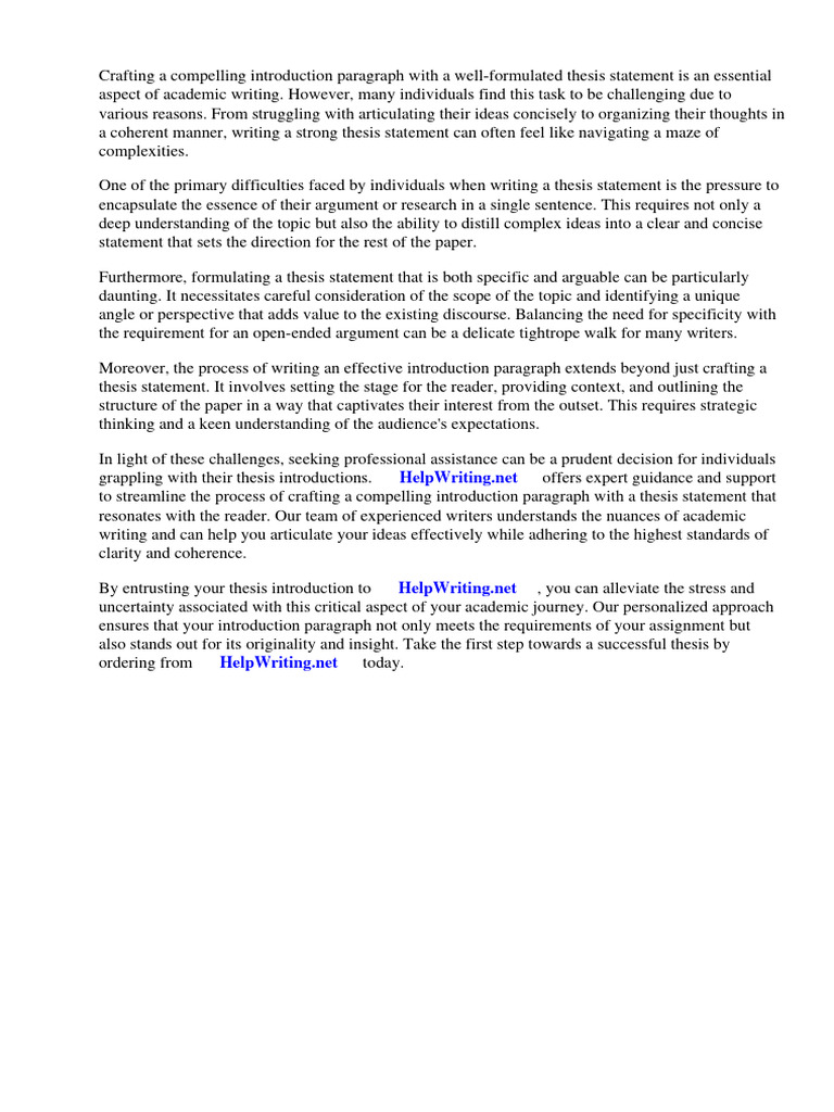Good Introduction Paragraph With Thesis Statement | PDF | Career & Growth