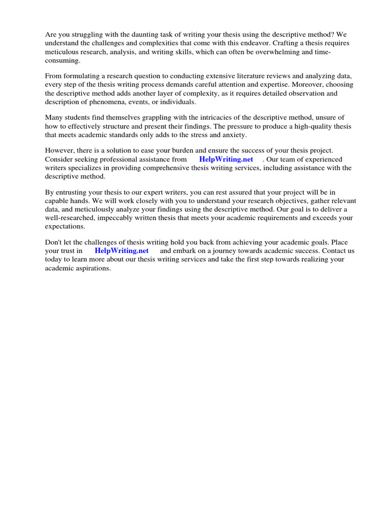 Sample Thesis Using Descriptive Method | PDF | Scientific Method ...
