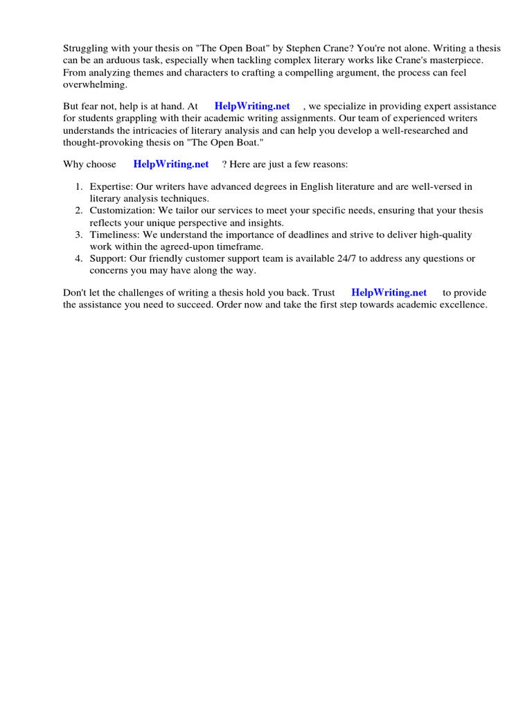 Crane The Open Boat Thesis | PDF