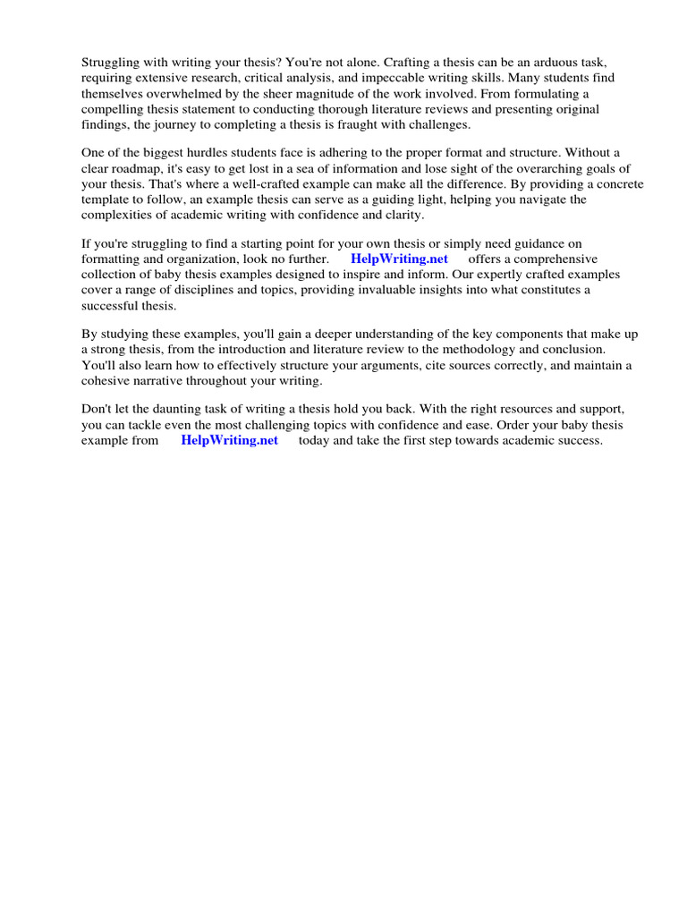 Baby Thesis Example Format | PDF