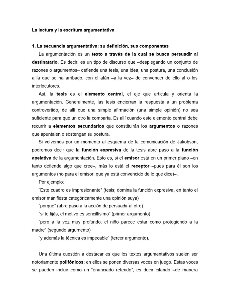 La Lectura y La Escritura Argumentativa | Descargar gratis PDF | Argumento