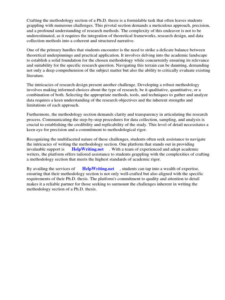 How To Write The Methodology Section Of A Phd Thesis Pdf