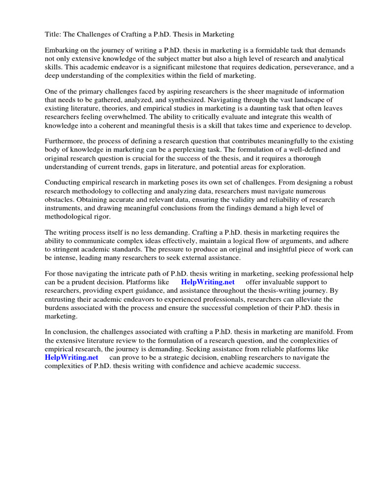 P.HD Thesis in Marketing | PDF