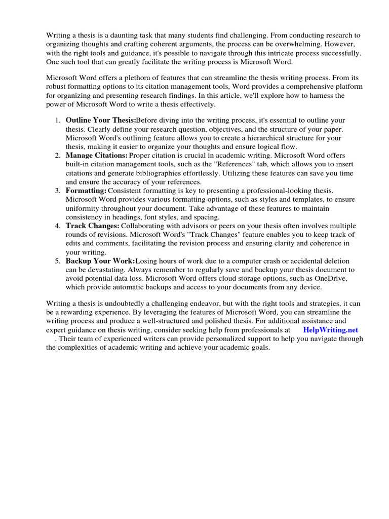 How To Write A Thesis Using Microsoft Word | Download Free PDF | Microsoft Word | Thesis