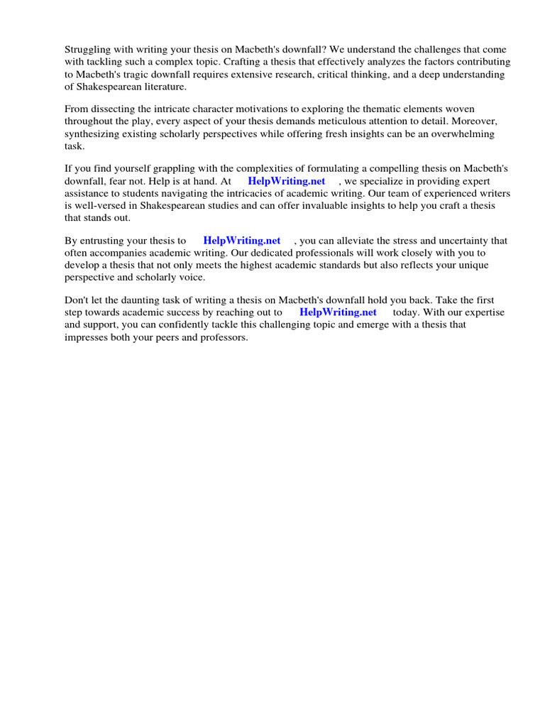Thesis For Macbeths Downfall | PDF | Macbeth