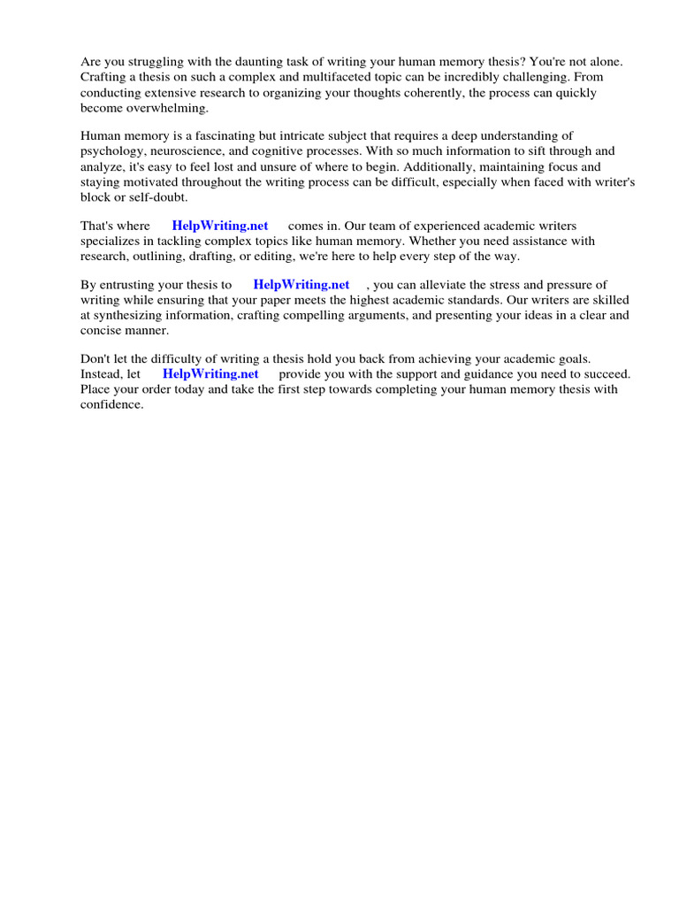 Human Memory Thesis Download Free Pdf Memory Recall Memory