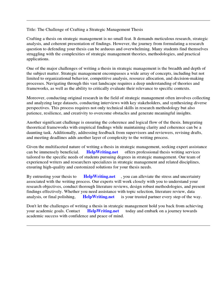 Thesis Management Strategic | PDF