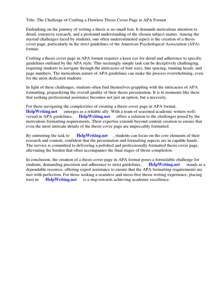 Thesis Cover Page Apa | PDF | Apa Style | Thesis