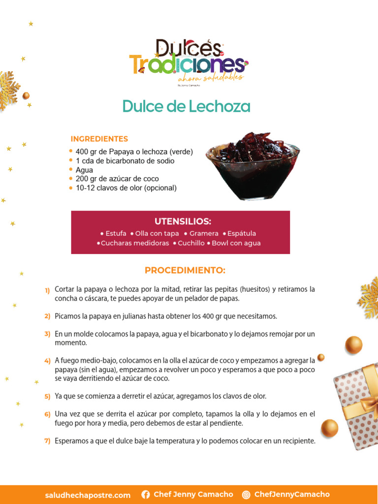 Receta Dulce de Lechoza | PDF