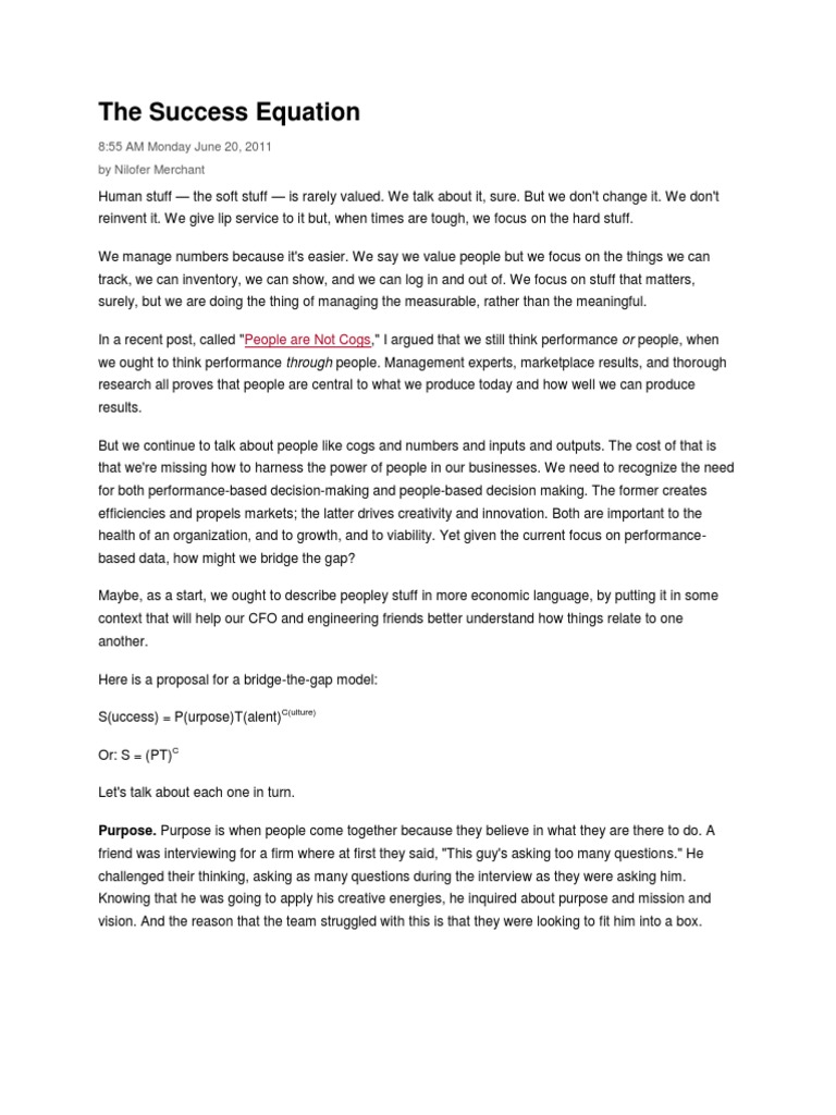 The Success Equation | PDF | Stress (Biology) | Expert