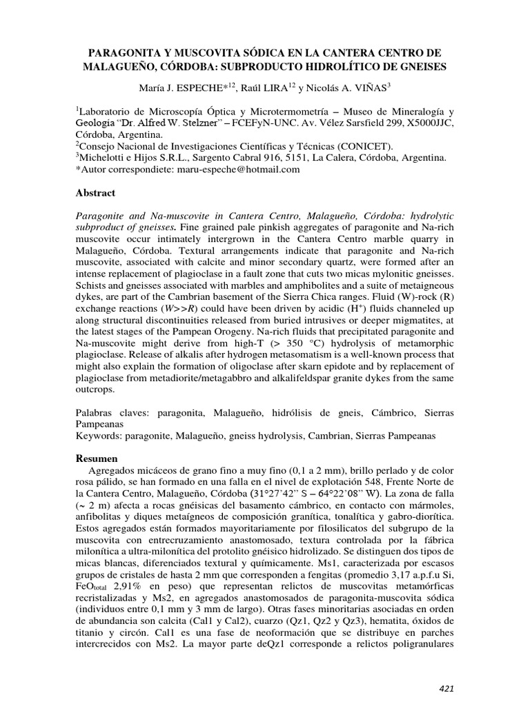 Paragonite & Na-Muscovite in Malagueño | PDF | Materials | Geology
