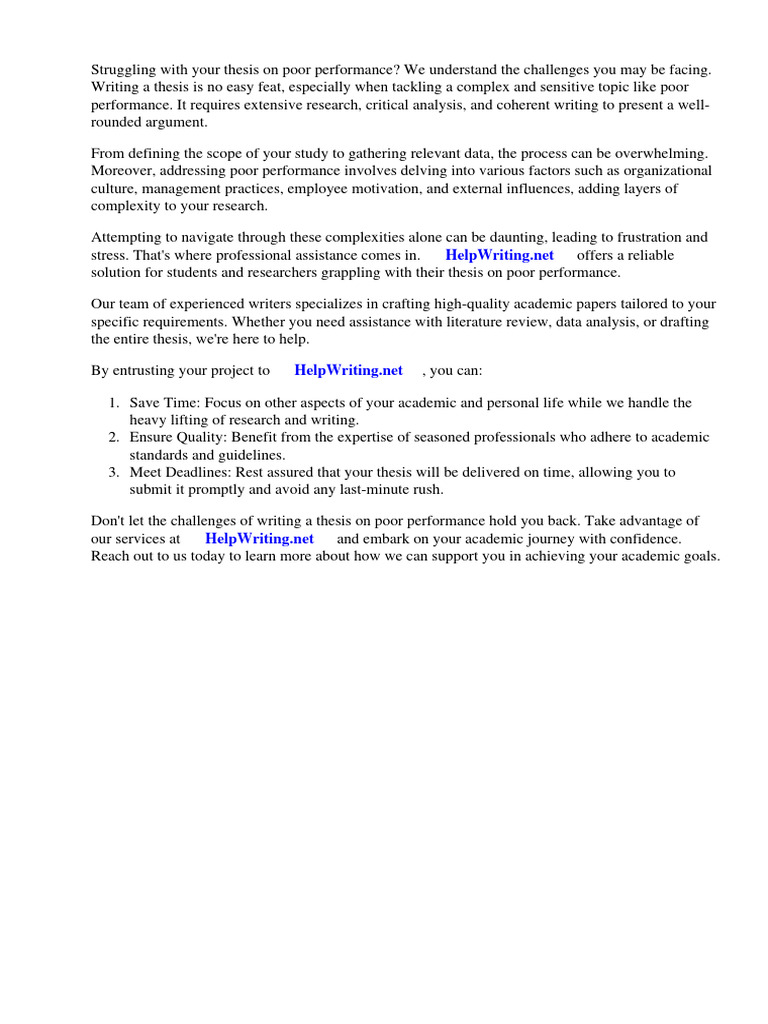 Thesis On Poor Performance | PDF | Survey Methodology | Methodology
