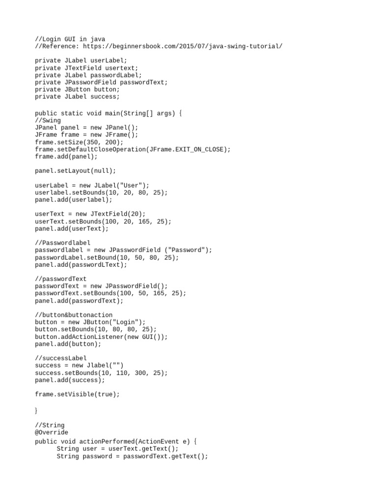 Login GUI in Java | PDF