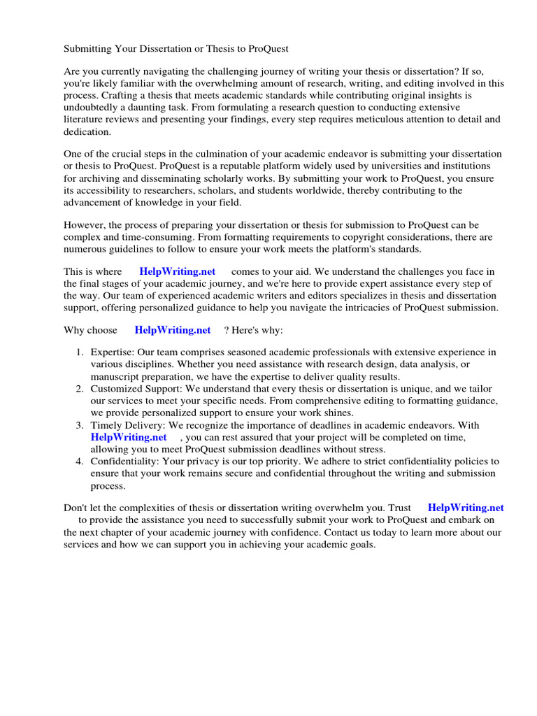 Submitting Your Dissertation Or Thesis To Proquest Pdf Thesis