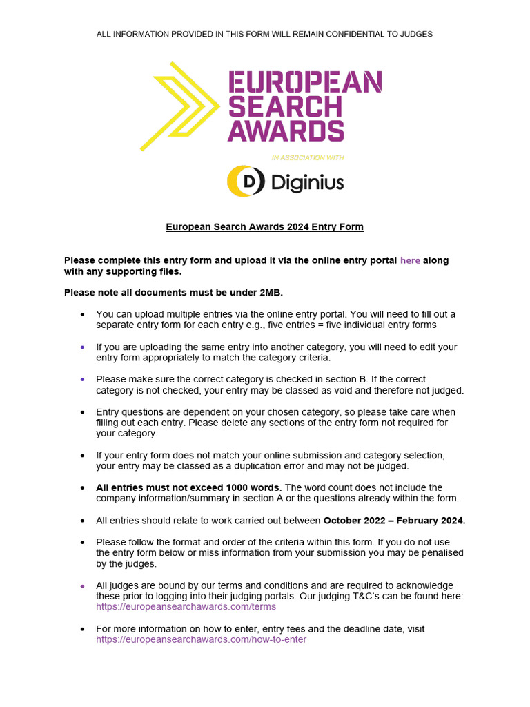 European Search Awards 2024 Entry Guide | PDF