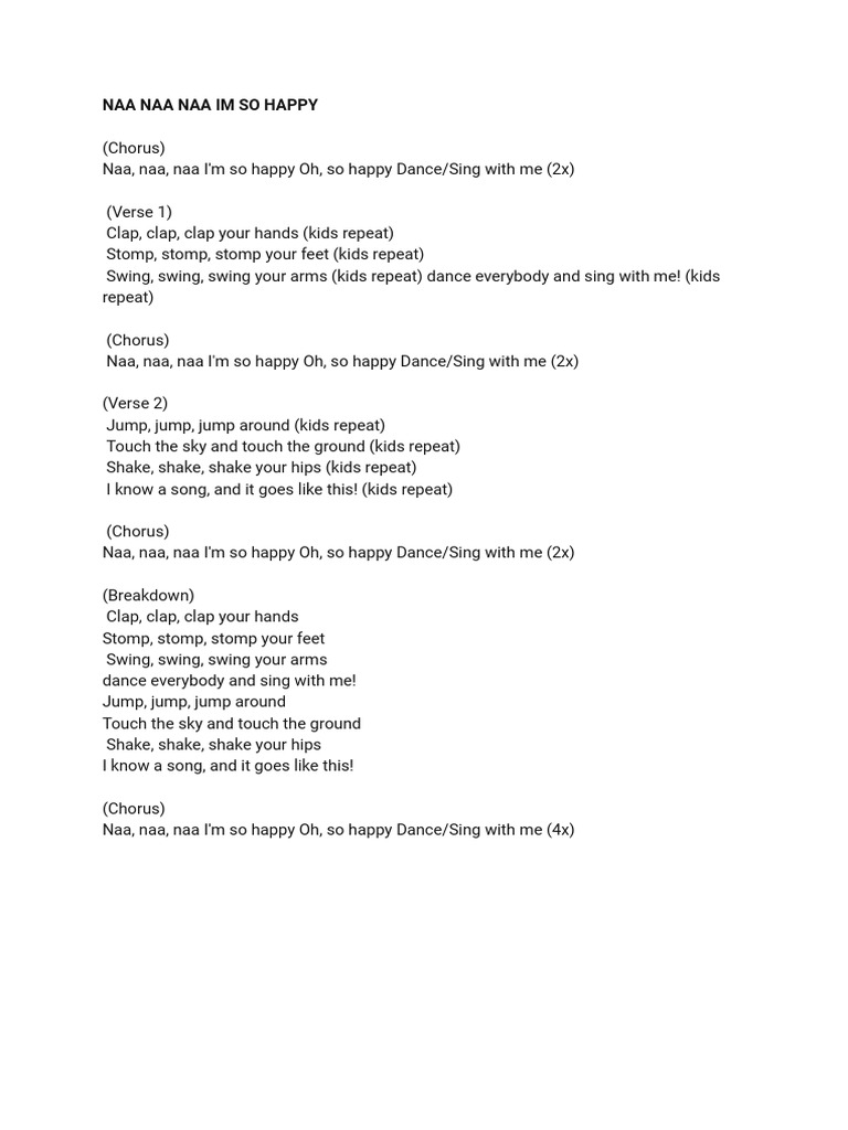 Happy Dance Song for Kids | PDF